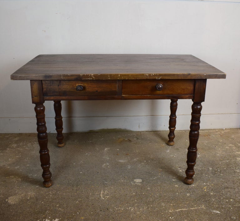French Early 1900s Wooden Farmhouse Table with Two Drawers For Sale at ...