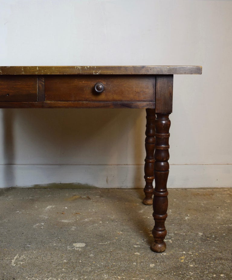 French Early 1900s Wooden Farmhouse Table with Two Drawers For Sale at ...