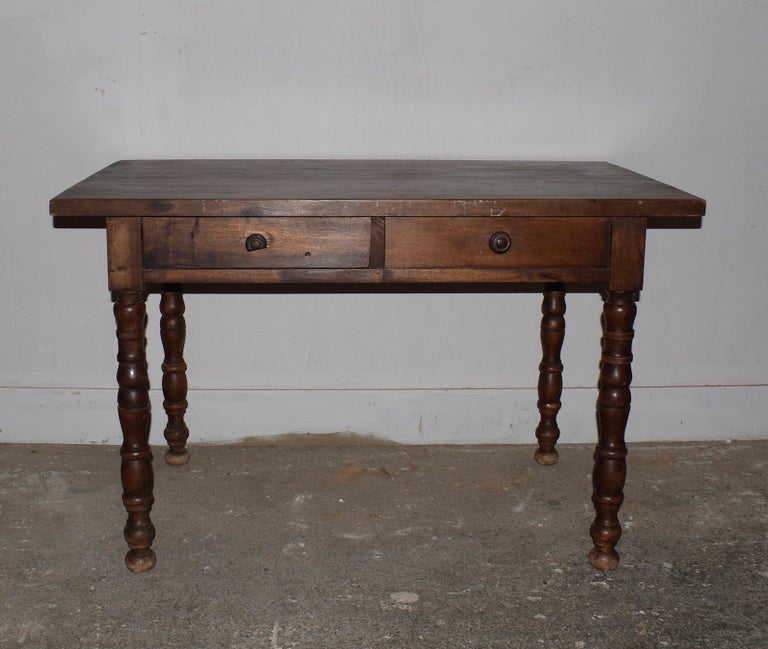 French Early 1900s Wooden Farmhouse Table with Two Drawers For Sale at ...