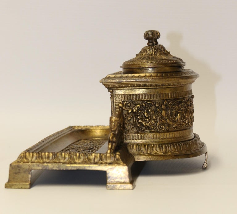 French Early 19th Century Bronze Grecian Style Pen and Ink Stand, circa ...