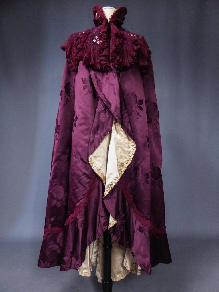 A French Edwardian Couture Evening Silk Cape with Medici Collar circa ...