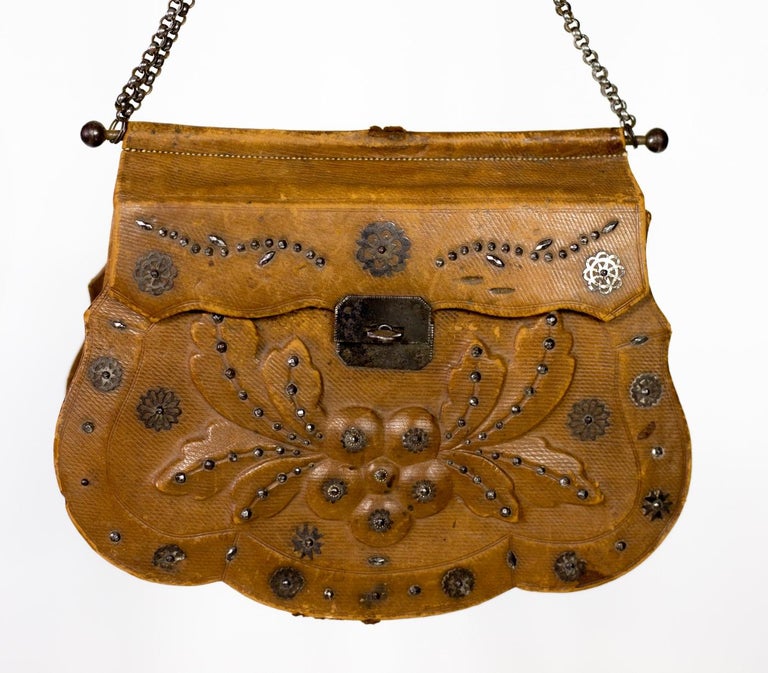 A French Empire Reticule in Leather and Steel beads - France Circa 1795 ...