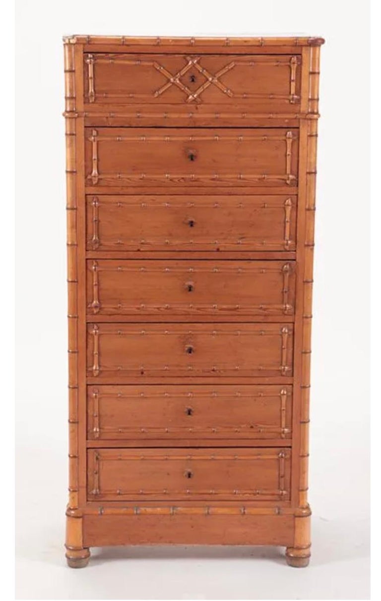 French Faux Bamboo Marble Top Lingerie Chest For Sale at 1stDibs