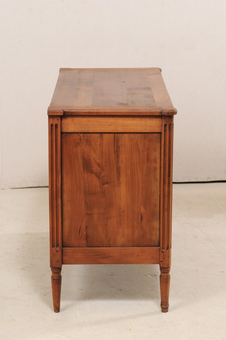 French Fruitwood Three-Drawer Fluted Chest with Brass Trim, Mid-20th ...