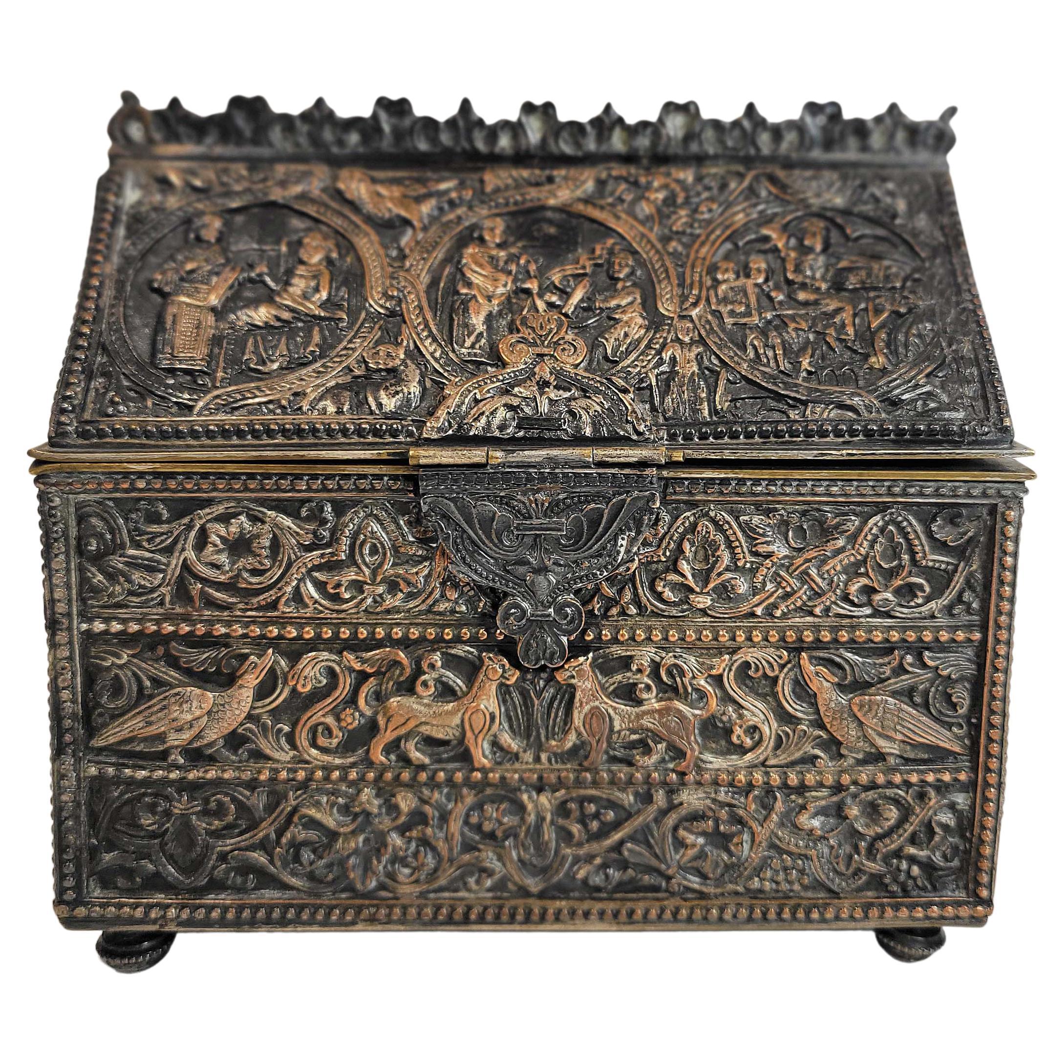Antique Coromandel Gothic Revival Gilt Brass Strapwork Stationery Box ...