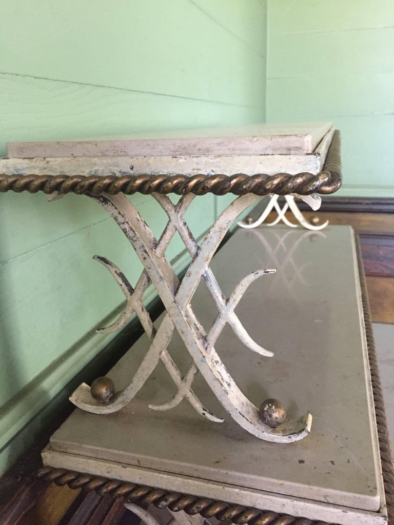 French Iron and Marble Modern Style Plant Stand For Sale at 1stDibs