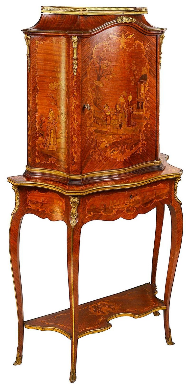French Louis XV Style Marquetry Inlaid Side Cabinet, 19th Century For ...