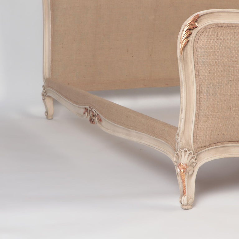 A French Louis XV style painted Queen size bed, circa 1950. at 1stDibs