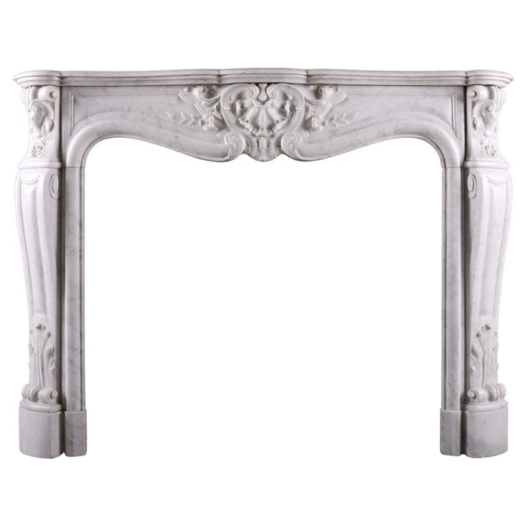 A French Marble Fireplace in Carrara Marble For Sale at 1stDibs