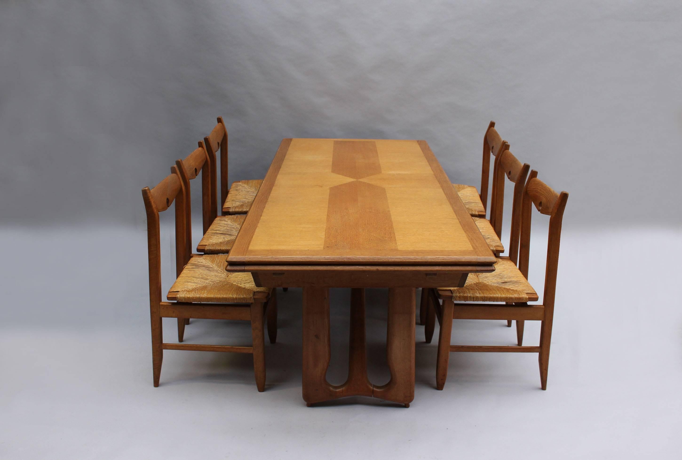French Midcentury Extendable Oak Table by Guillerme et Chambron at 1stDibs