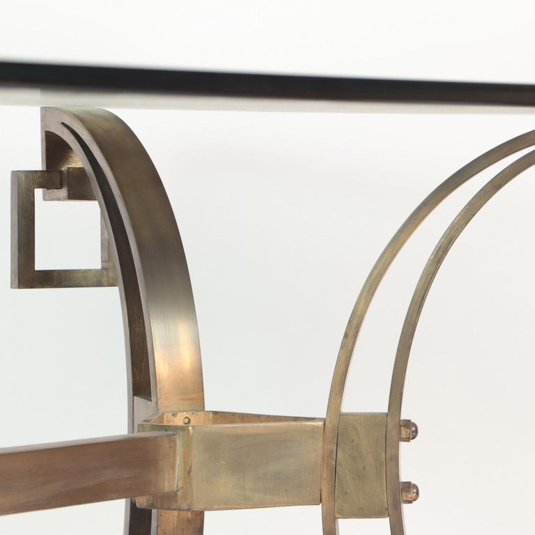 A French Modern Solid bronze dining table having a glass top C 1940 ...