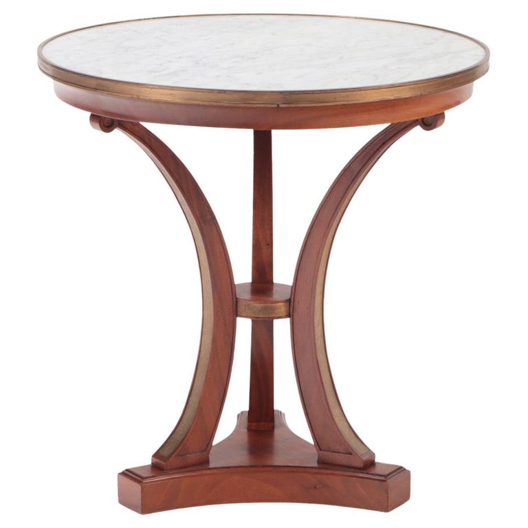 French Occasional Table with Marble Top, circa 1945 For Sale at 1stDibs