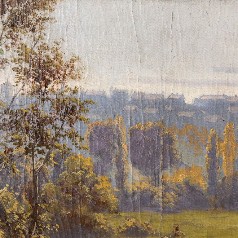 French Panoramic Landscape Painting Signed Claudius Seignol For Sale at ...