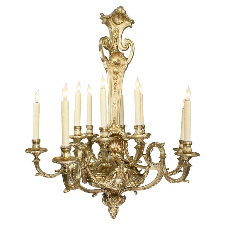 French Régence Style Belle-Époque Gilt-Bronze Twelve-Light Figural ...