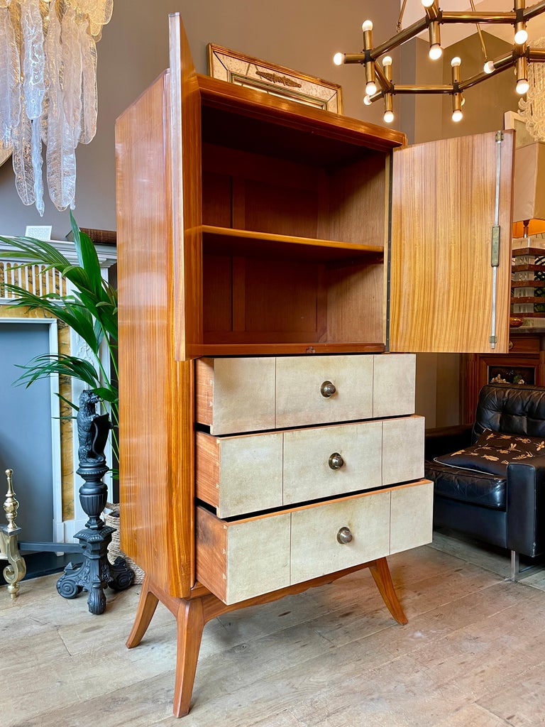 French Satinwood and Parchment Cabinet at 1stDibs