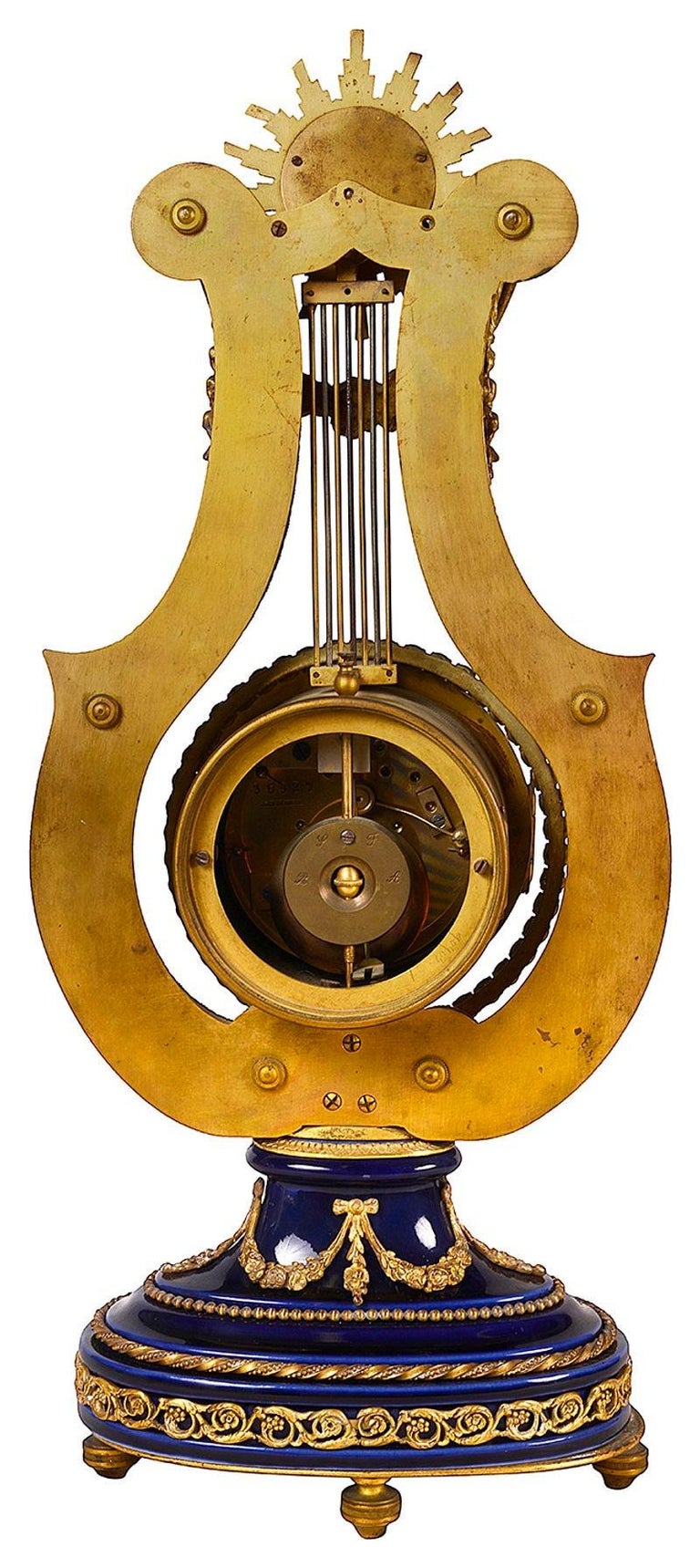 French Sevres Style Porcelain and Ormolu-Mounted Lyre Clock For Sale at ...