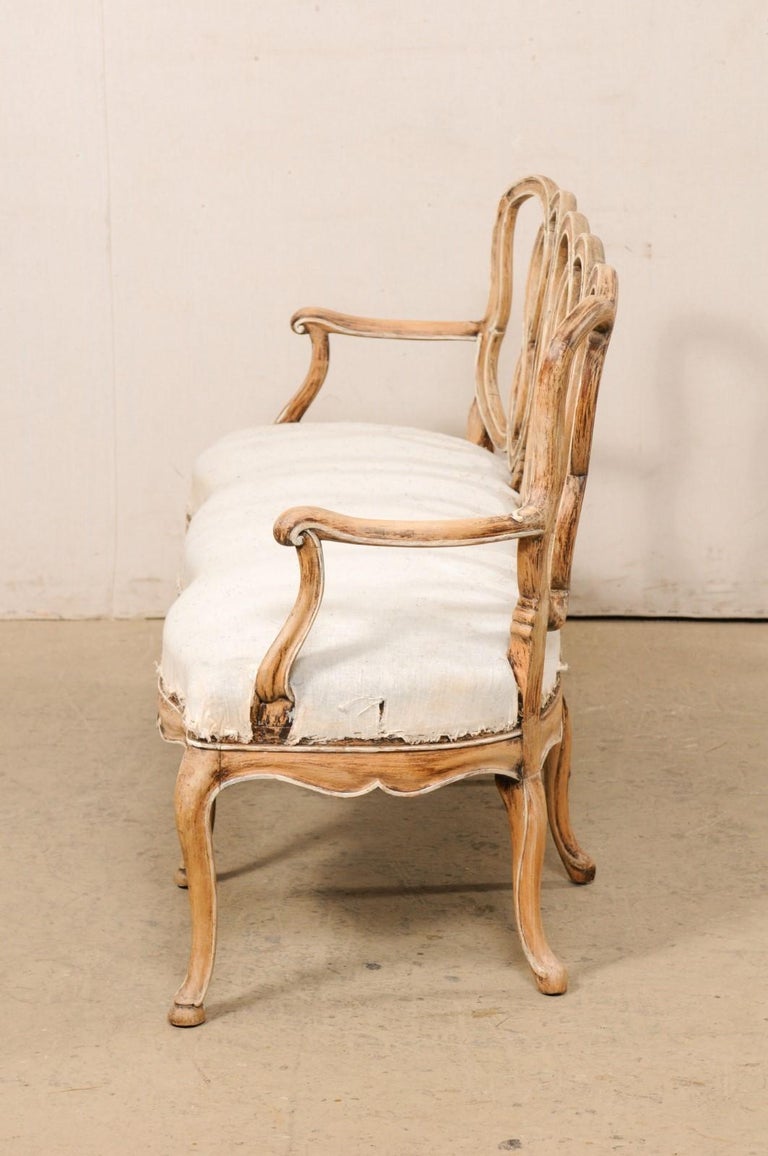 French Style Three-Chair Back Sofa Bench W/Nicely Carved and Entwined ...