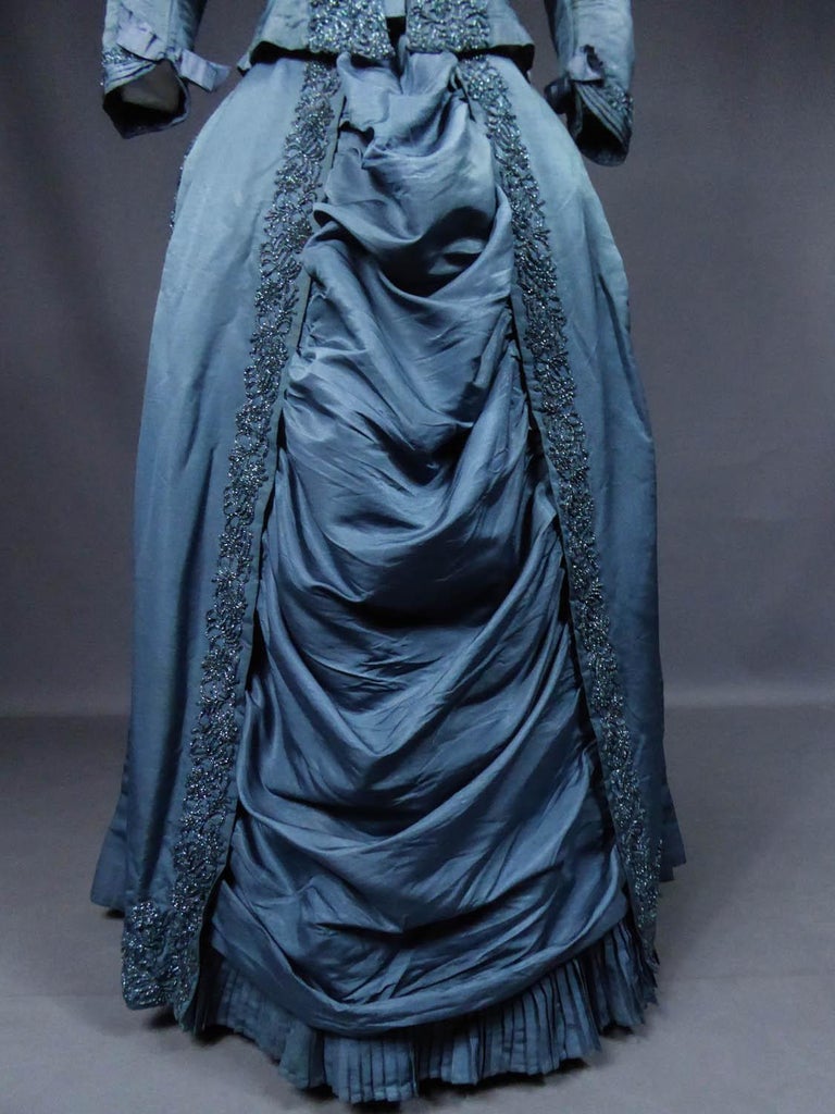 A French Turned Over Dress in Ottoman Silk Embroidered with Beads Circa ...