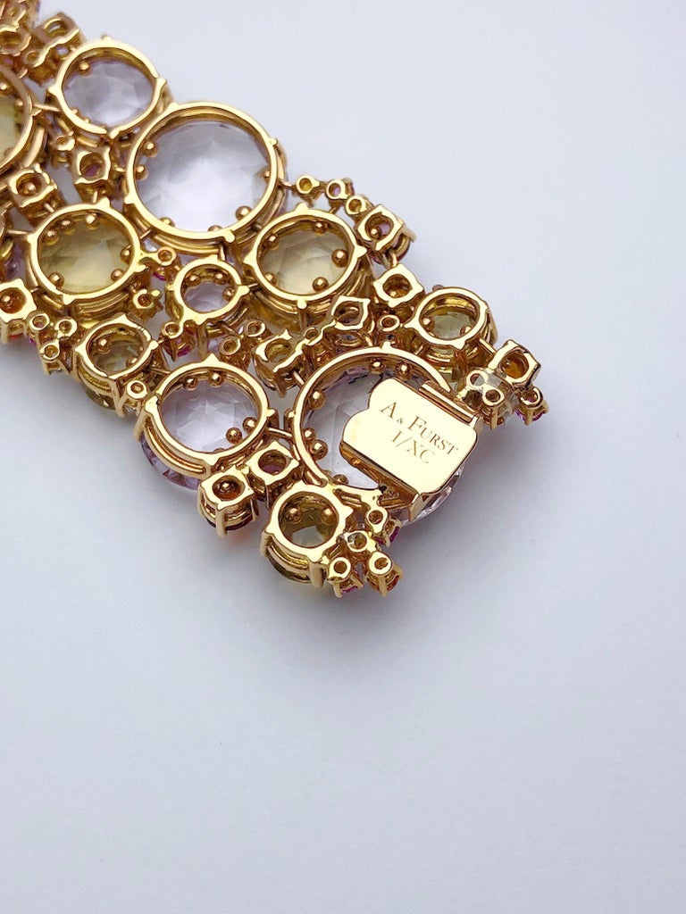 A and Furst 18 Karat RG Bracelet, 159 Carat Semi Precious, Sapphires ...