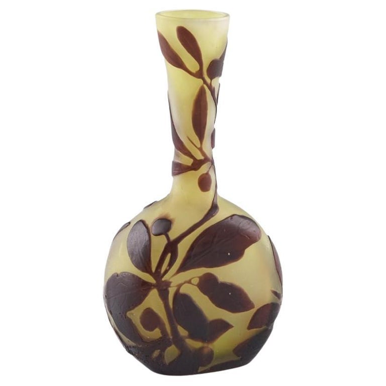 Galle Cameo Glass Banjo Vase C1910 For Sale at 1stDibs