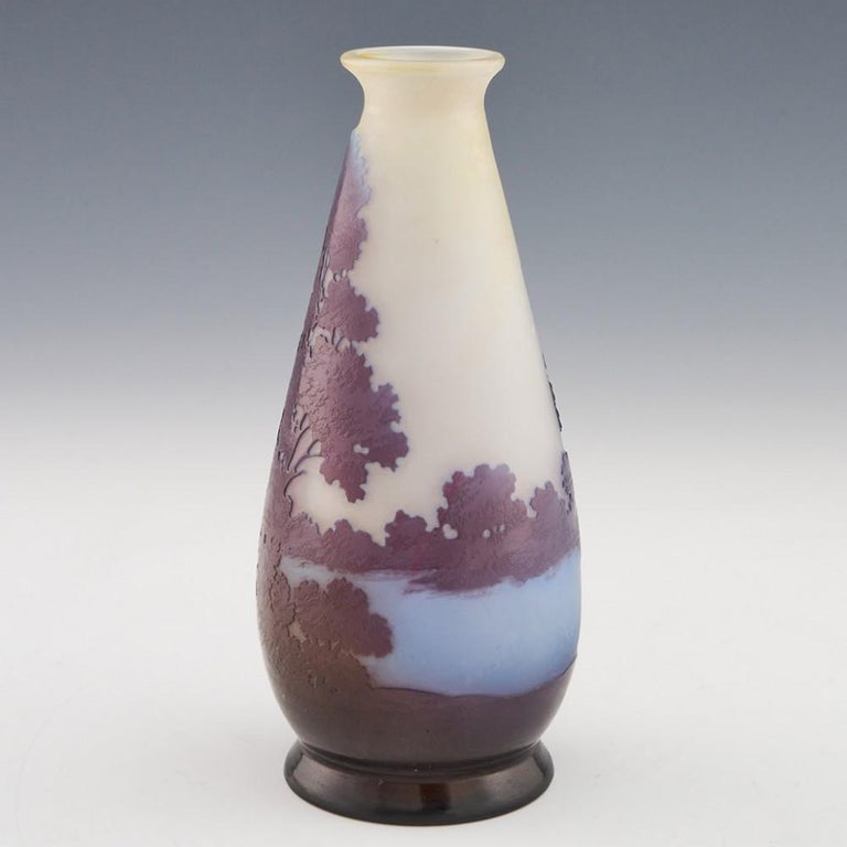 A Galle Lakeside View Three Colour Cameo Vase c1920 For Sale at 1stDibs