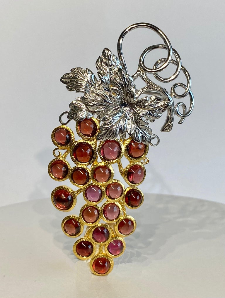 Garnet Grape Cluster Pin / Brooch For Sale at 1stDibs