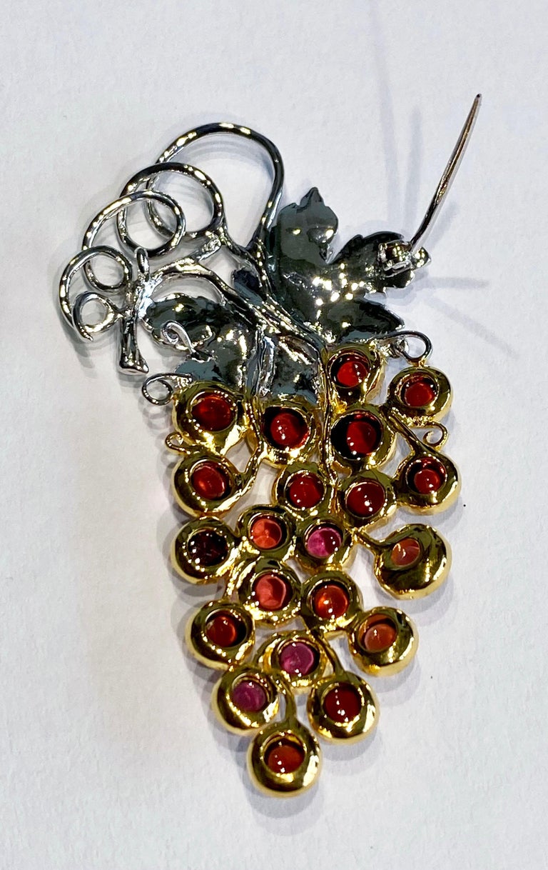 Garnet Grape Cluster Pin / Brooch For Sale at 1stDibs