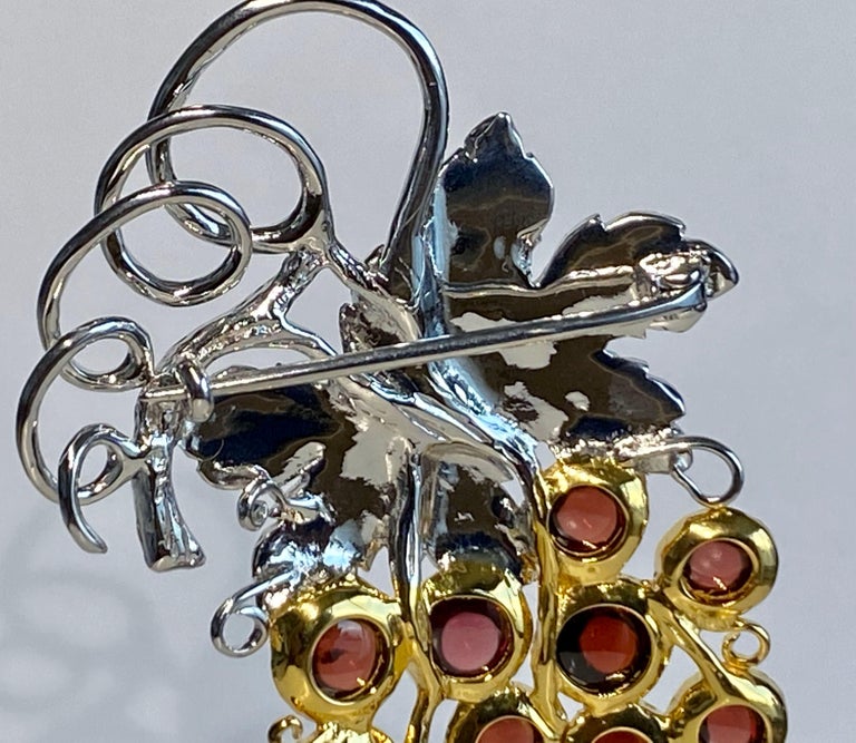 Garnet Grape Cluster Pin / Brooch For Sale at 1stDibs