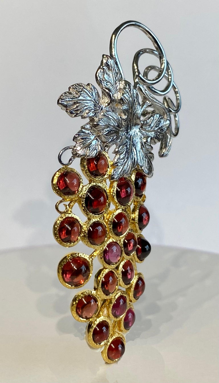 Garnet Grape Cluster Pin / Brooch For Sale at 1stDibs