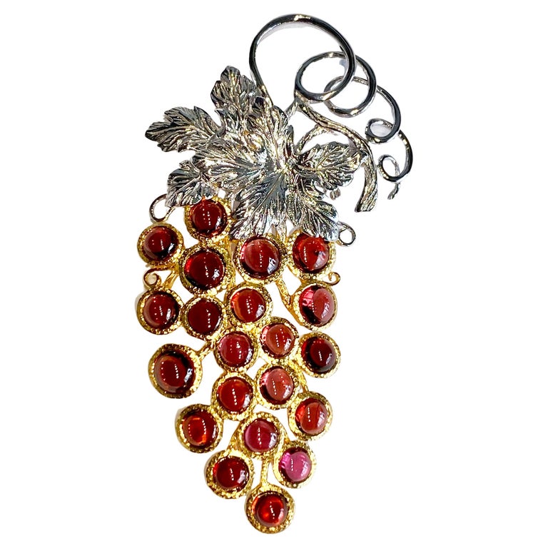 Garnet Grape Cluster Pin / Brooch For Sale at 1stDibs
