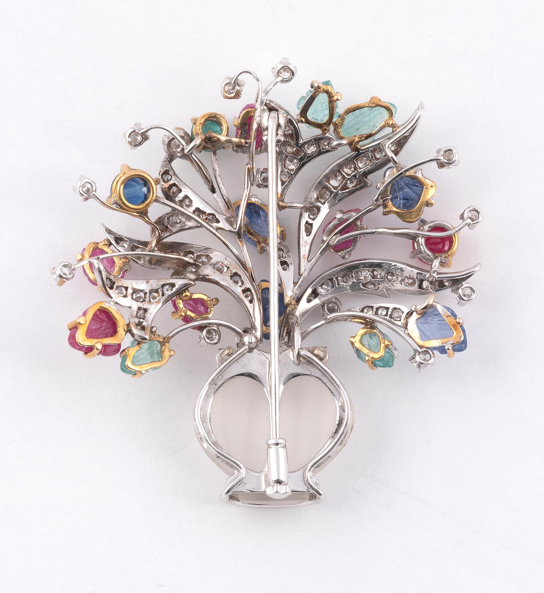 Gem-Set Giardinetto Brooch For Sale at 1stDibs