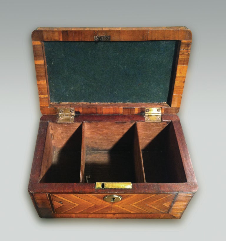 George II Period Walnut Veneered Tea Caddy For Sale at 1stDibs
