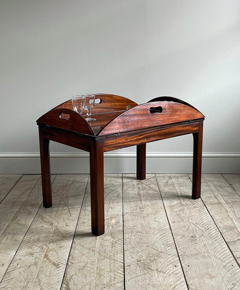 George III Antique Mahogany Butlers Tray on Stand For Sale at 1stDibs
