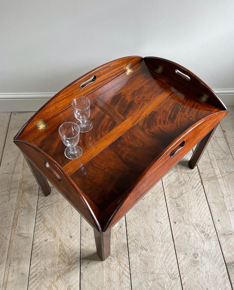 George III Antique Mahogany Butlers Tray on Stand For Sale at 1stDibs