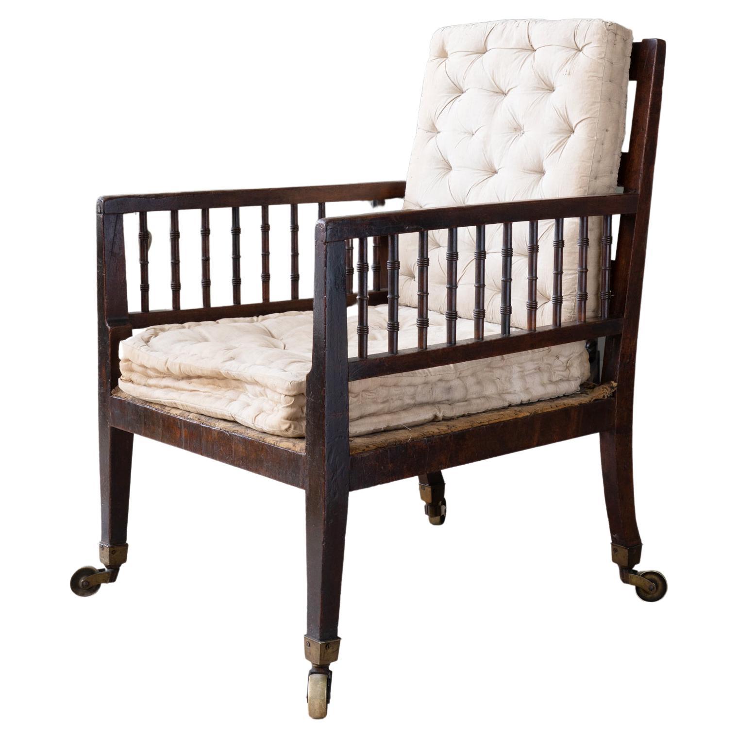 Pair of George III Mahogany Library Armchairs For Sale at 1stDibs