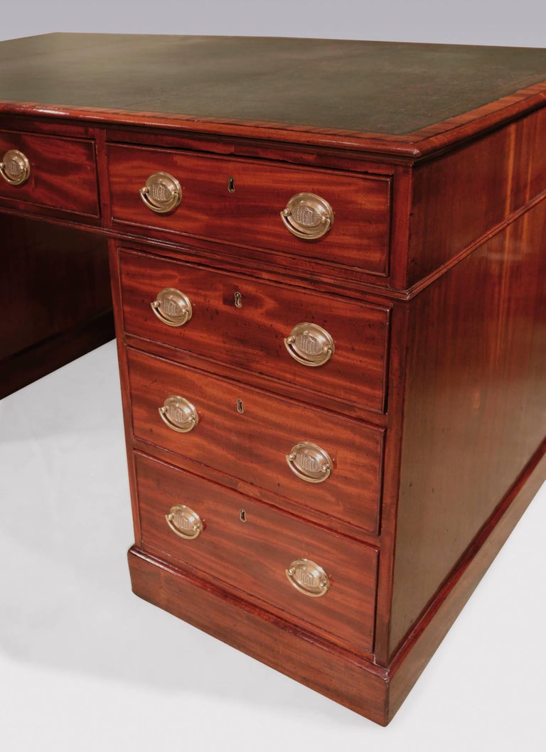 George III Period Mahogany Library Partner's Desk with Green Leather ...