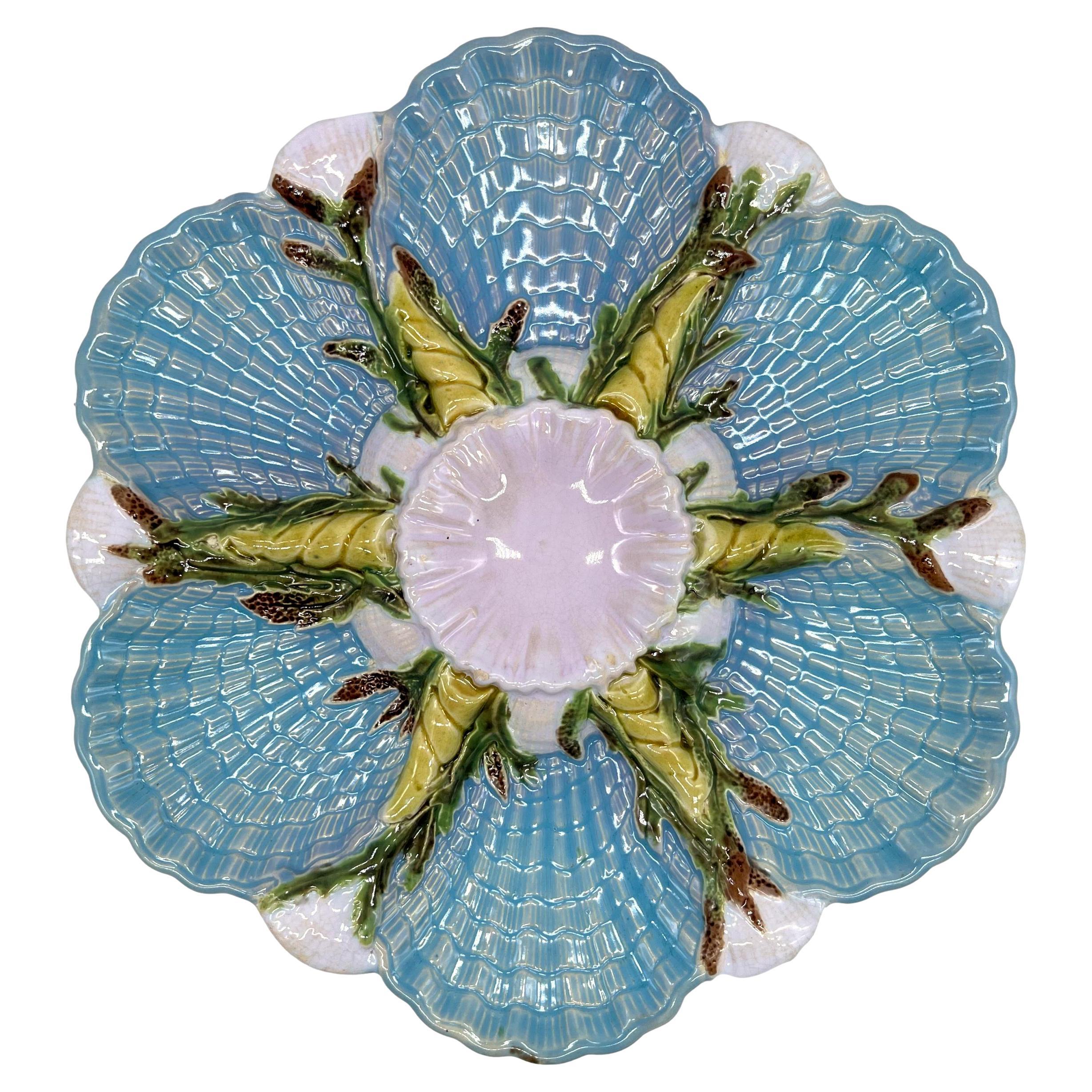Antique English "George Jones" Majolica Porcelain Turquoise Oyster ...
