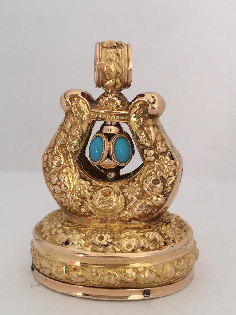 Georgian Lyre Shaped Gold Musical Fob at 1stDibs