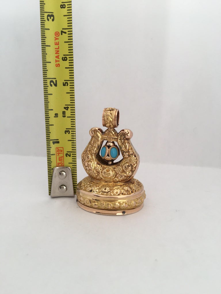 Georgian Lyre Shaped Gold Musical Fob at 1stDibs