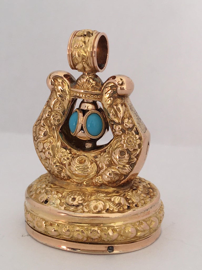 Georgian Lyre Shaped Gold Musical Fob at 1stDibs