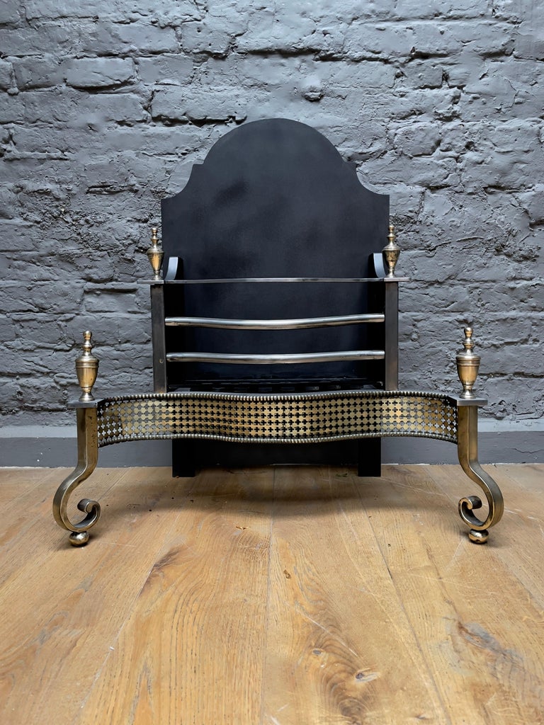 Georgian Style Brass and Steel Fire Grate For Sale at 1stDibs