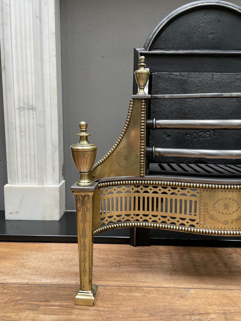 Georgian Style English Brass and Steel Fire Grate For Sale at 1stDibs