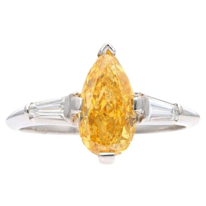 GIA Certified 0.51 Cts Fancy Vivid Yellow Orange Diamond Ring For Sale ...