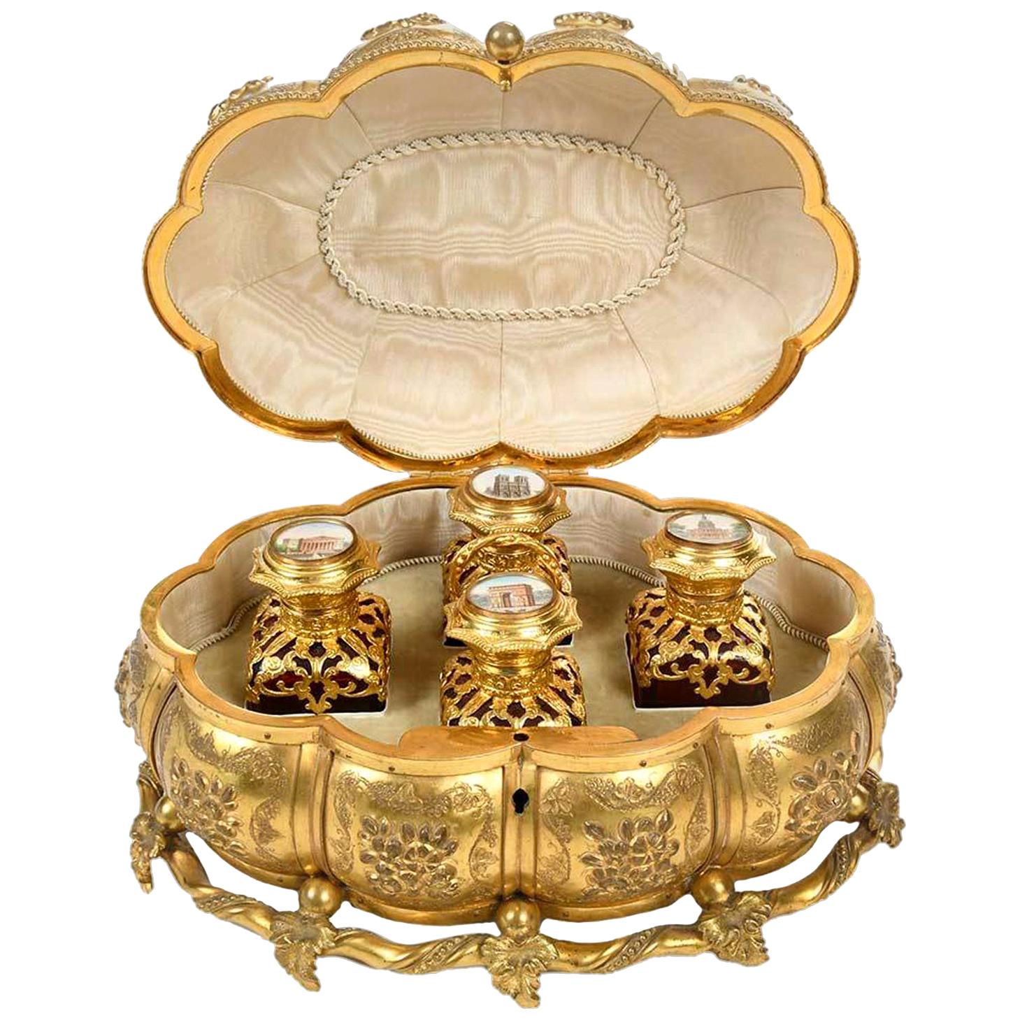 Antique Viennese Silver Gilt and Rock Crystal Casket with Astrological ...
