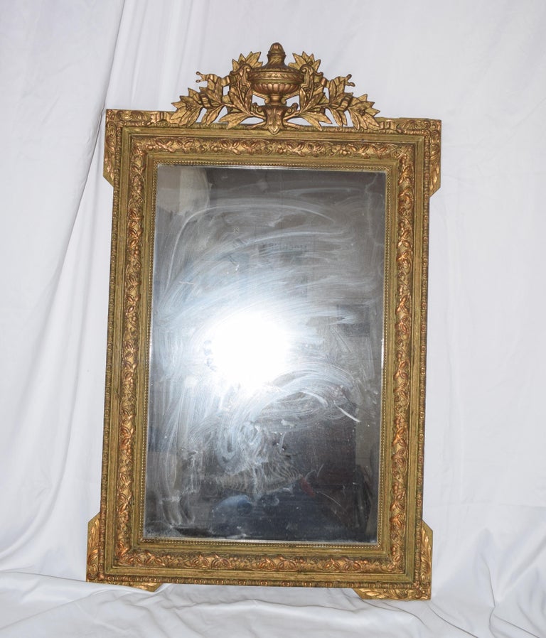 Gilt-Gold 18th Century Louis XVI Wall Mirror For Sale at 1stDibs