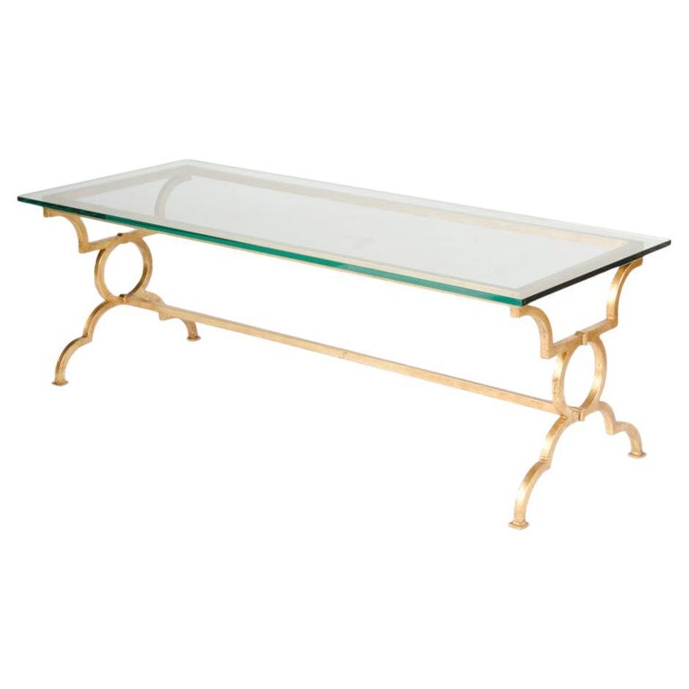 Gilt Iron Rectangular Glass Top Coffee Table, Contemporary For Sale at ...