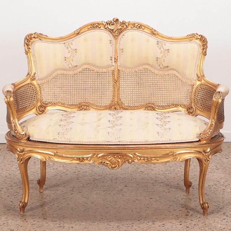 Giltwood and Carved French Louis XV Style Settee, circa 1900 For Sale ...