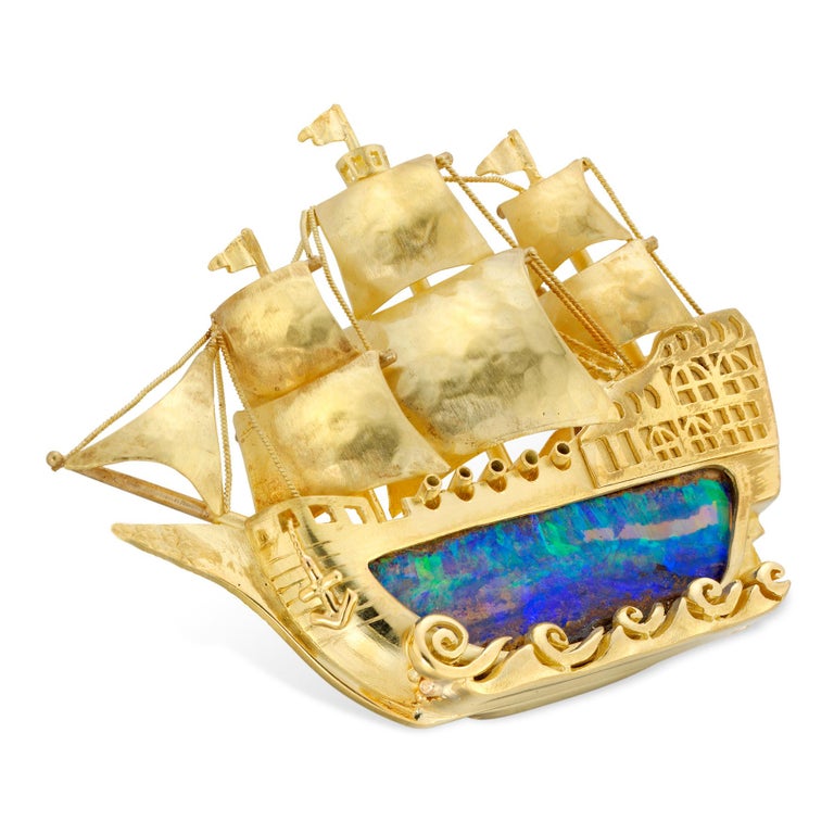 Gold and Opal Galleon Made For Sale at 1stDibs