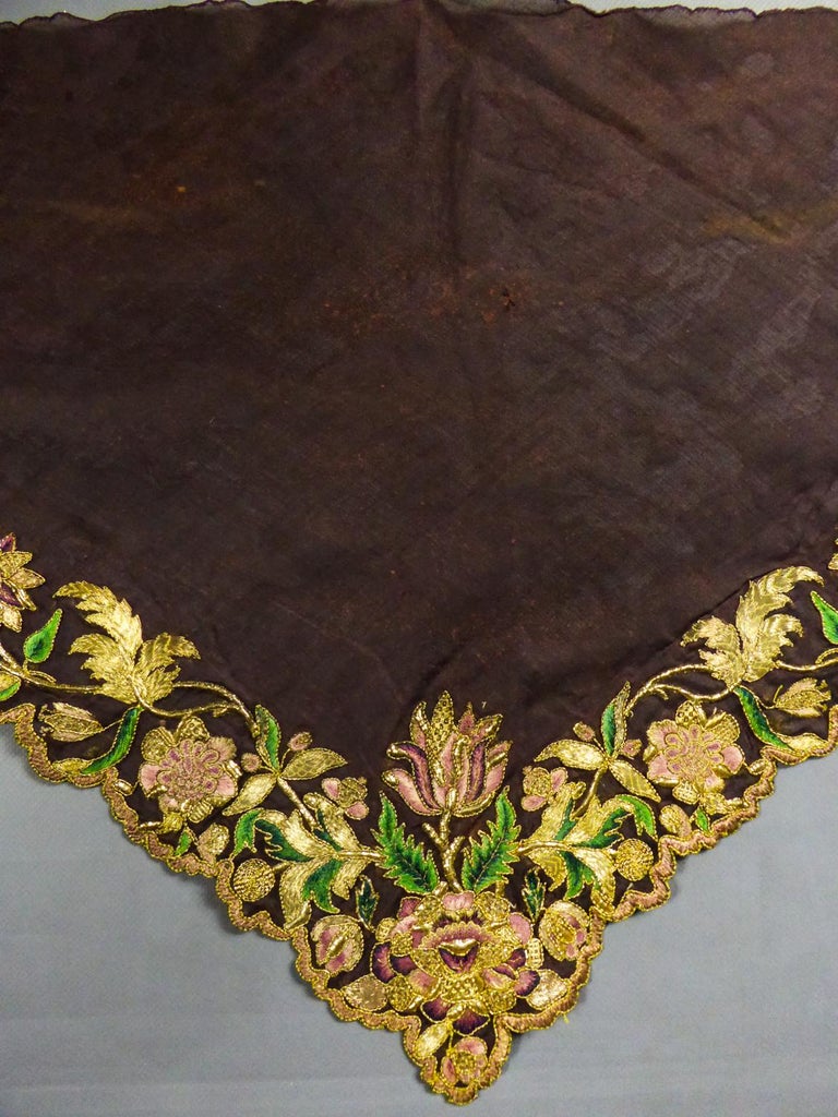 A gold and silk embroidered Fichu or Palatine Fichu Scarf - Europe ...