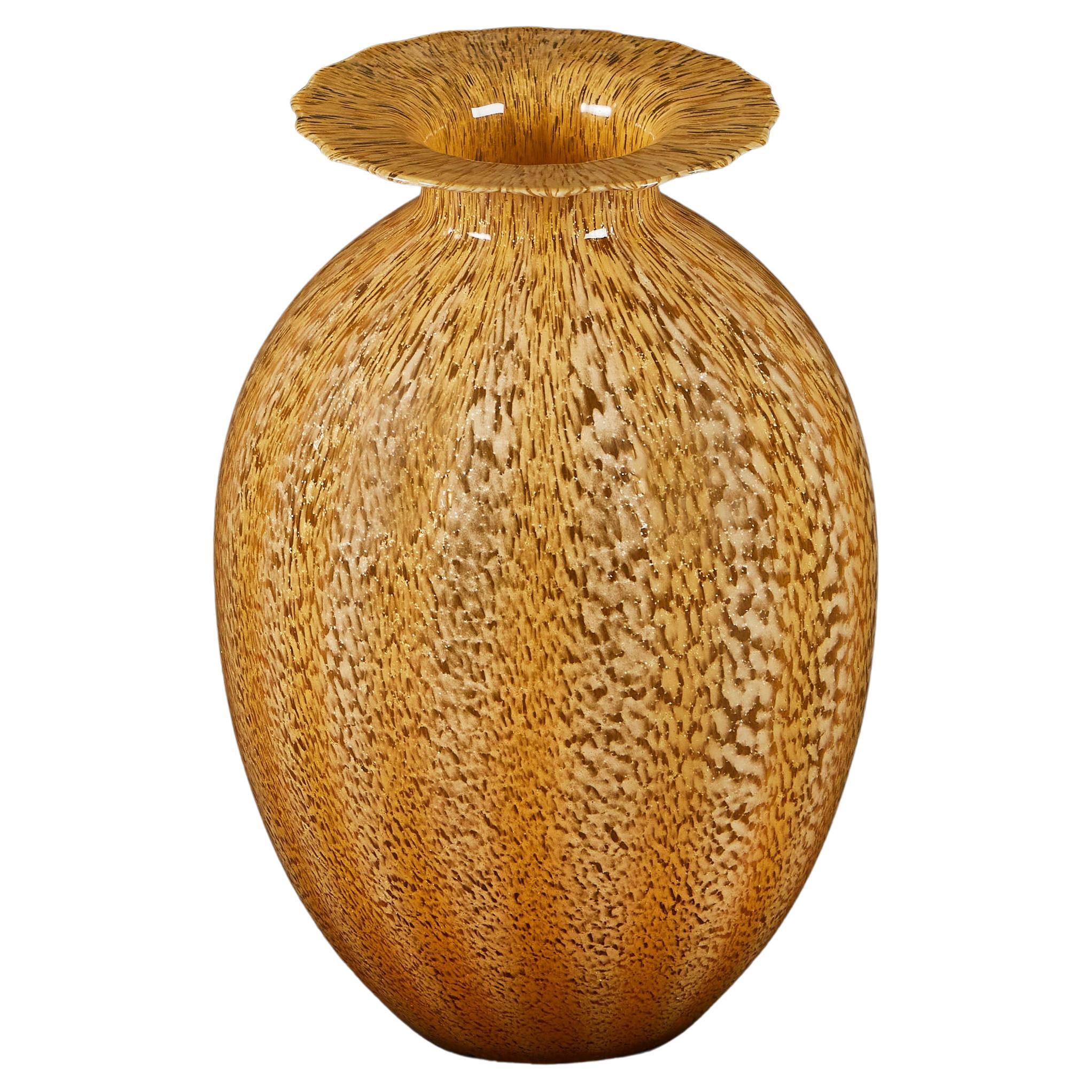 A Gold Flecked Ovoid Murano Vase of Large Scale For Sale at 1stDibs